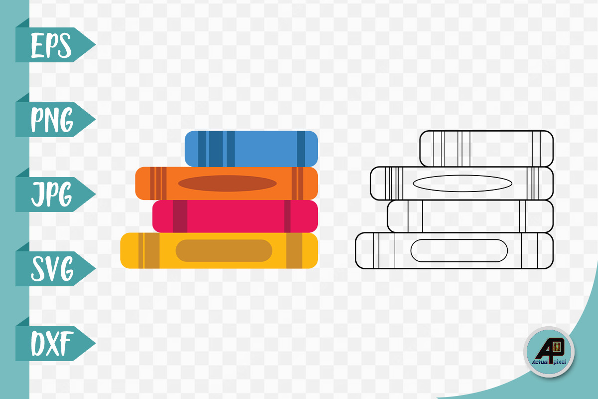 Books Outline With Clipart