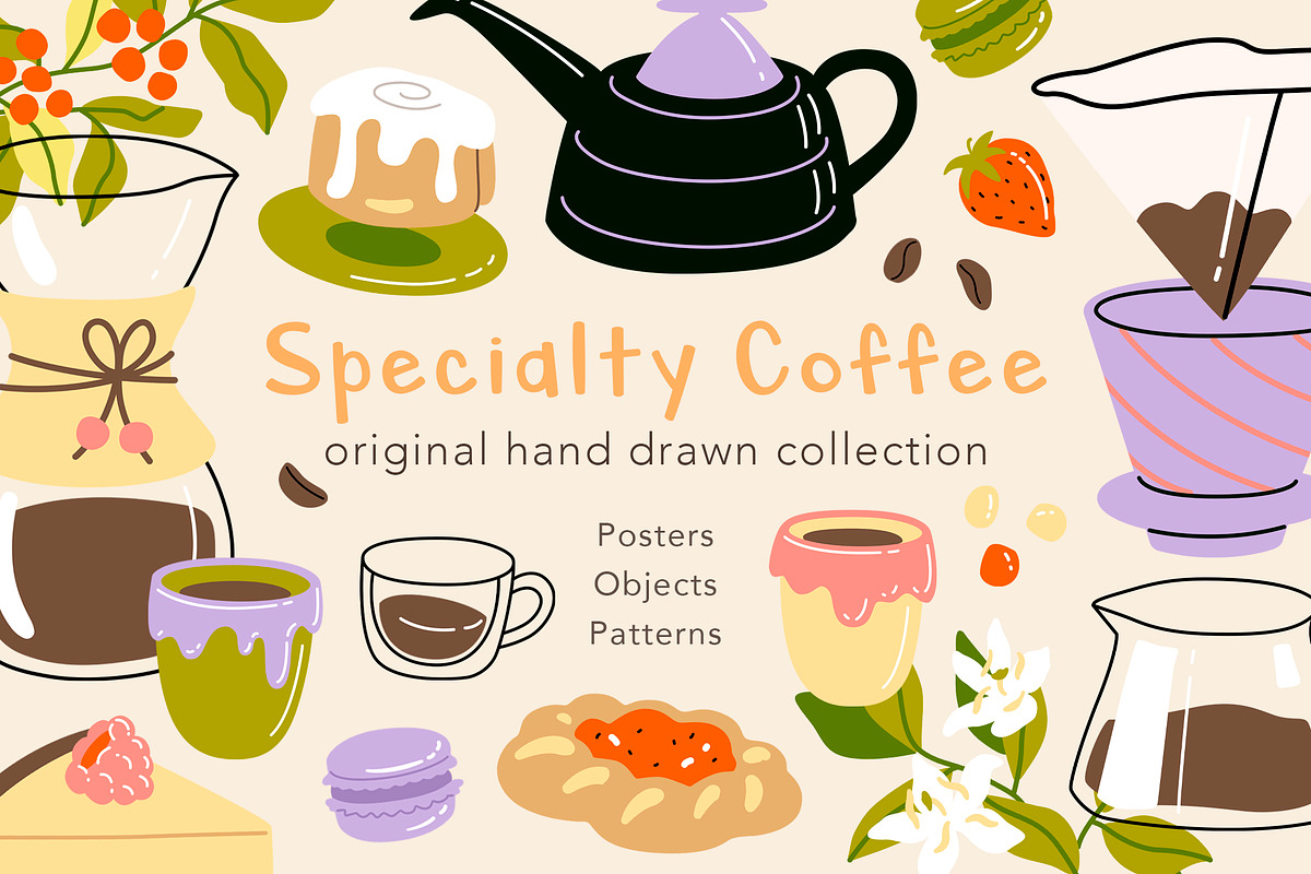 Specialty Coffee collection, a Food Illustration by Volha Studio ...