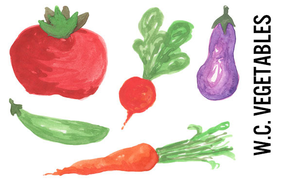 Watercolor Vegetable Clip Art, a Food Illustration by Pepper