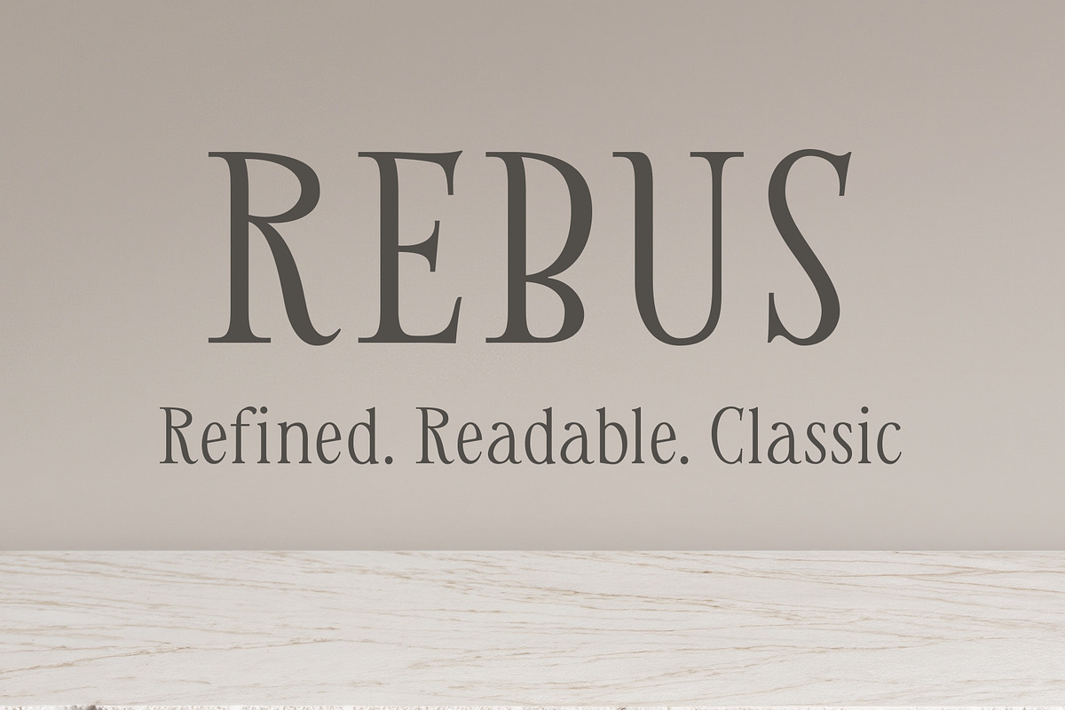Rebus — Modern Classic Serif, a Font by vatesdesign