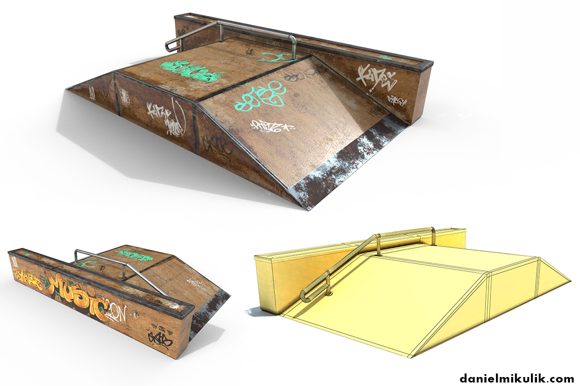 SK8 Ramp PBR Textures, an Environmental 3D Model by Daniel Mikulik