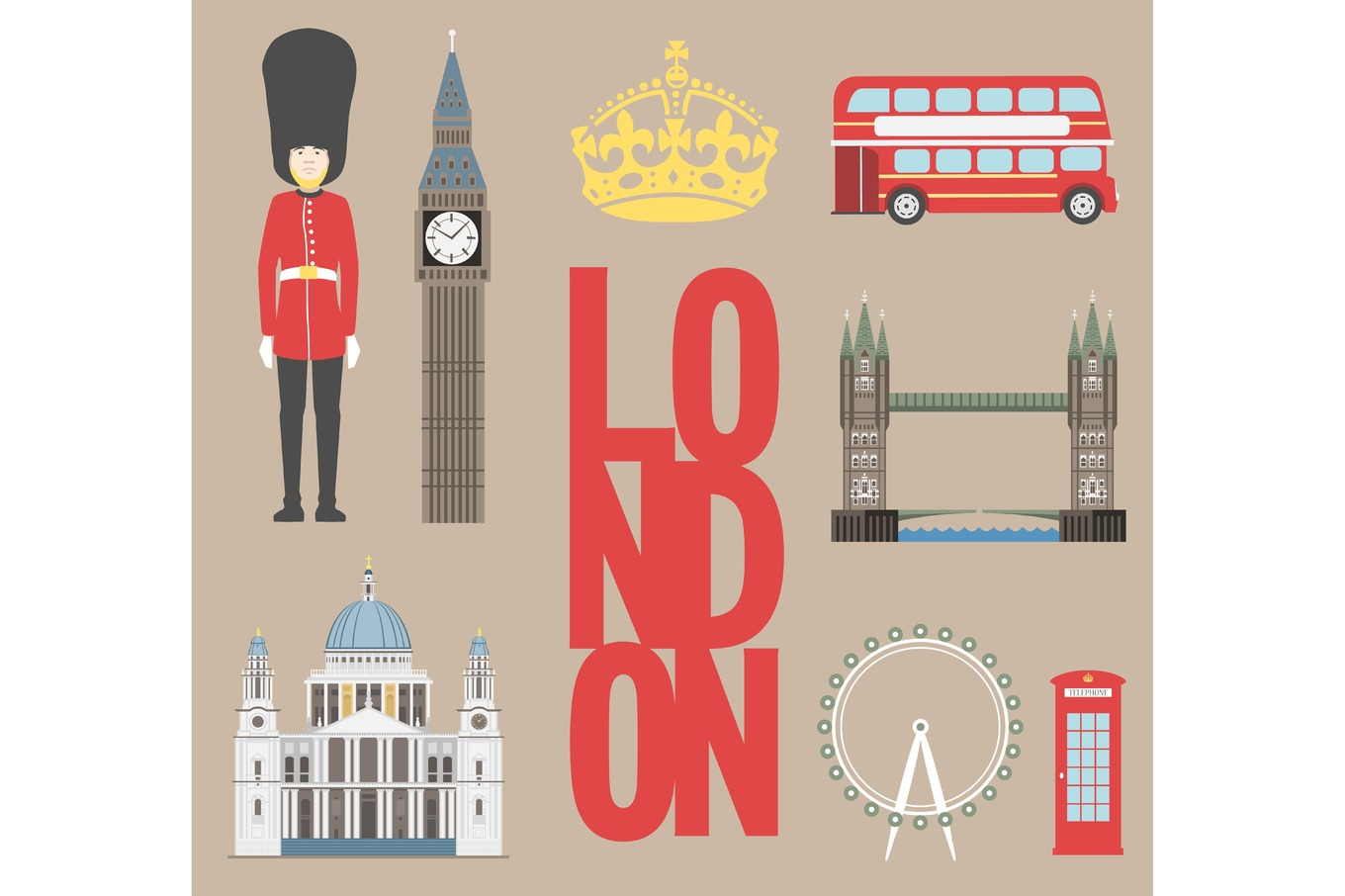 London travel info graphic. Vector illustration, Big Ben, eye, tower ...