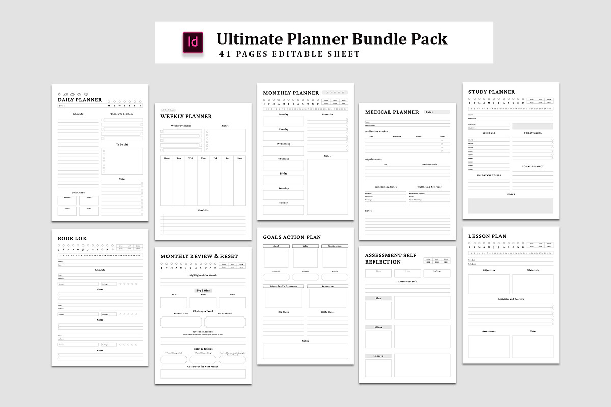 Ultimate Planner Bundle and Journal, a Stationery Template by Design Zone