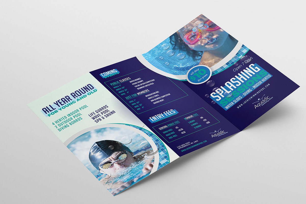 Swimming Pool Trifold Brochure, a Brochure Template by BrandPacks