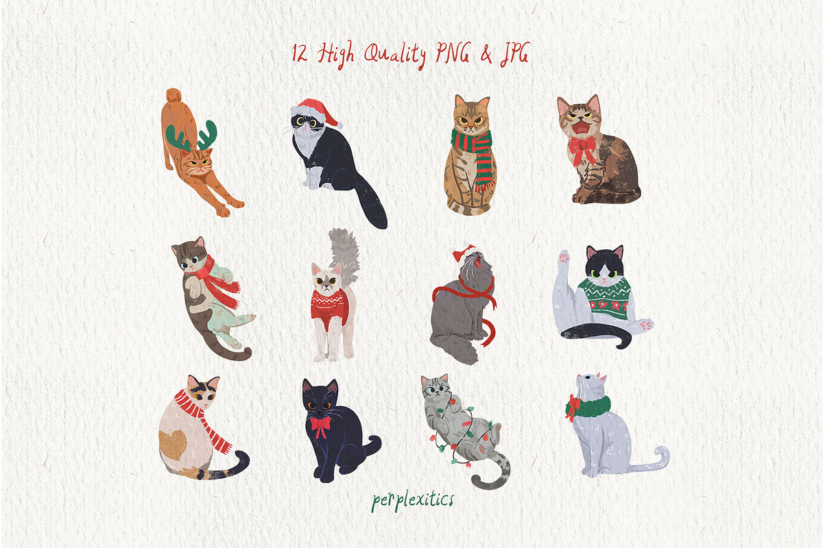 Christmas Cat Clipart Collection