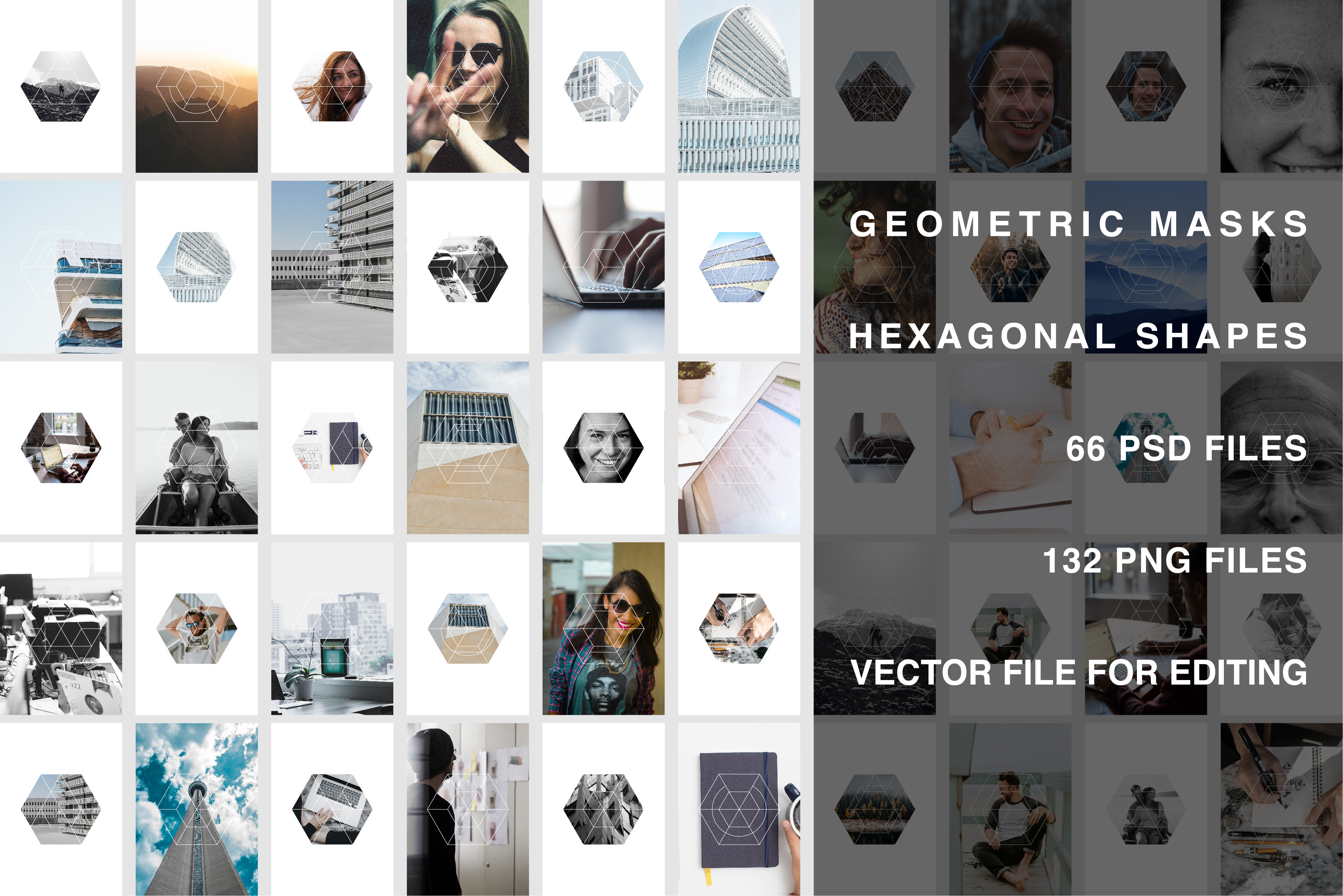 Hexagonal Masks, a Mask Mockup by VectorShop | Creative Market