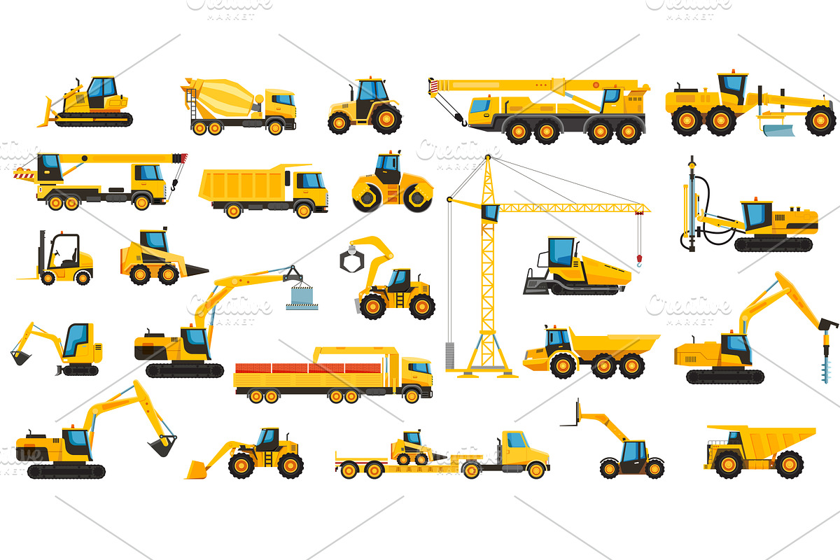 Set of construction machines crane, a Background Graphic by Frogella