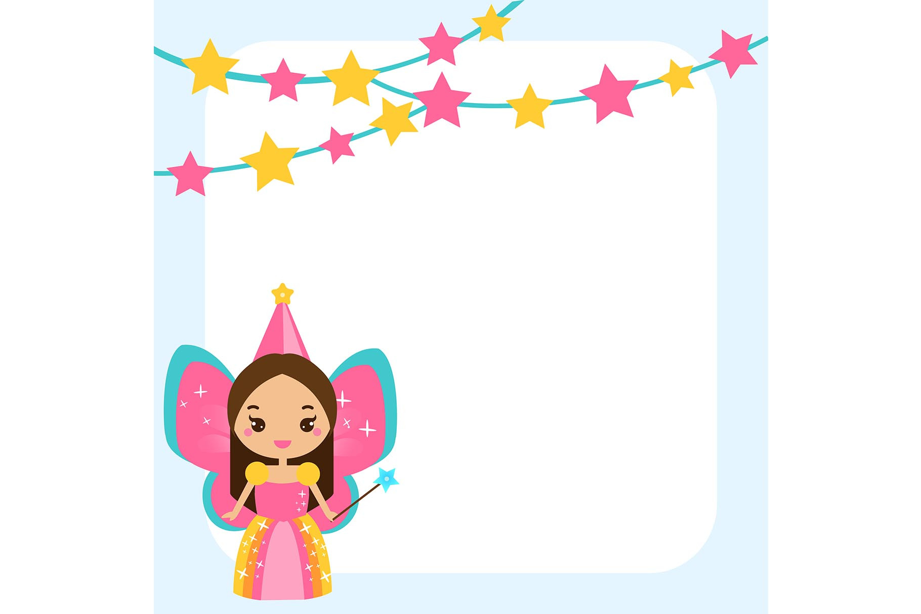 Frame for kids with cute fairy, a Background Graphic by Bunny's Little Shop