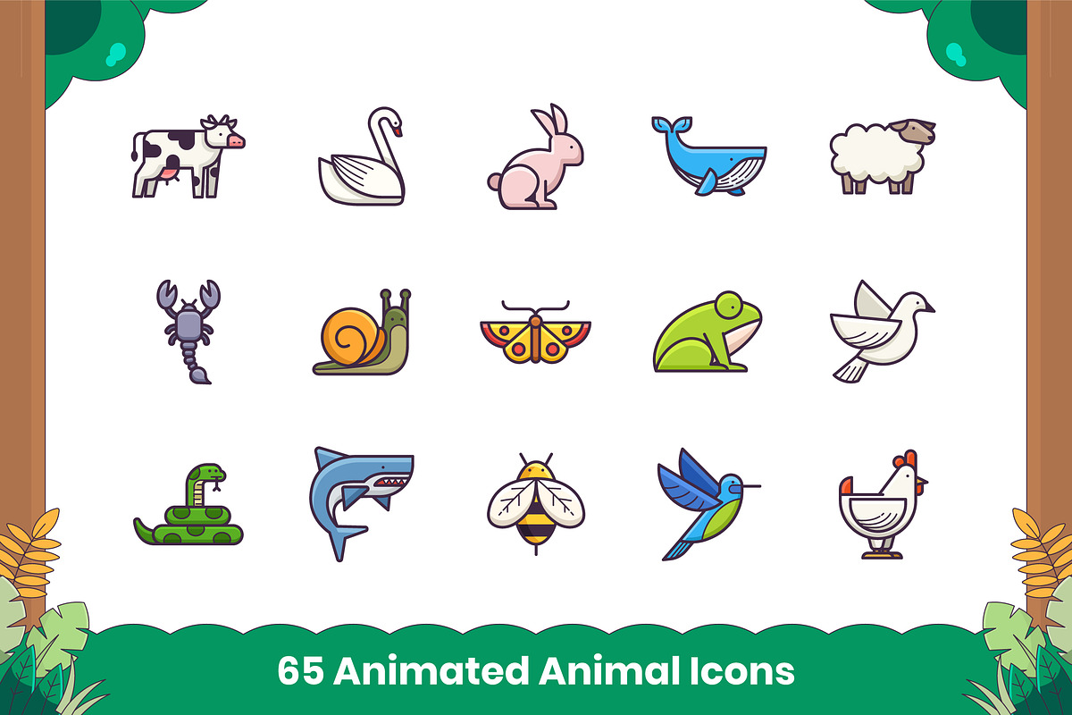 65 Animated Animal Icons, an Icon by Flat Icons