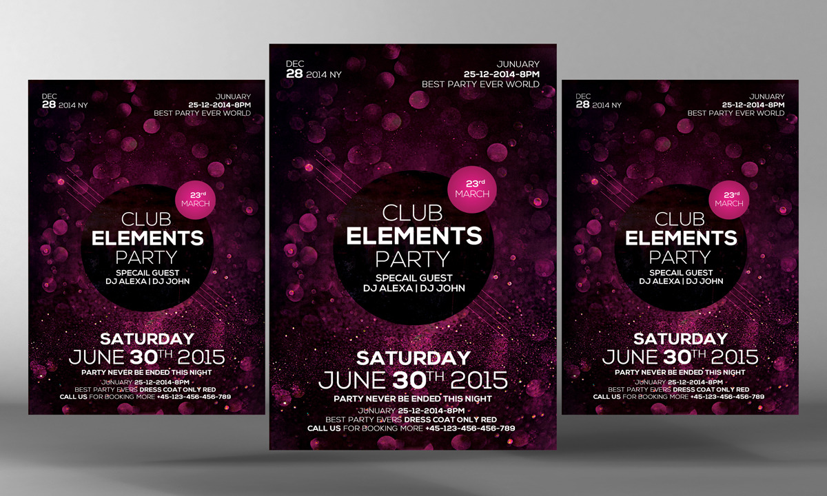 Club Elements Party Flyer Template, a Flyer Template by graphicforest