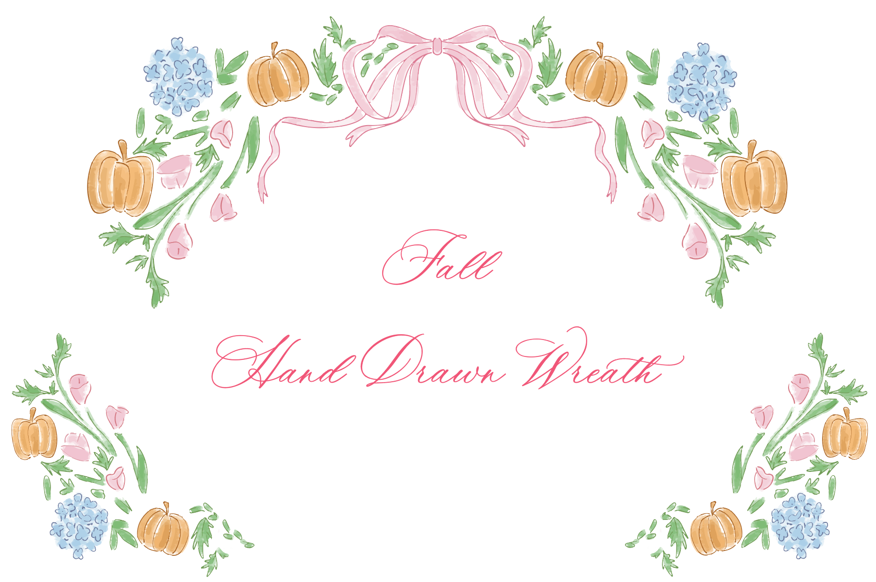 Fall Hand Drawn Wreath Sash, a Graphic by SarahOMaryDesigns | Creative ...