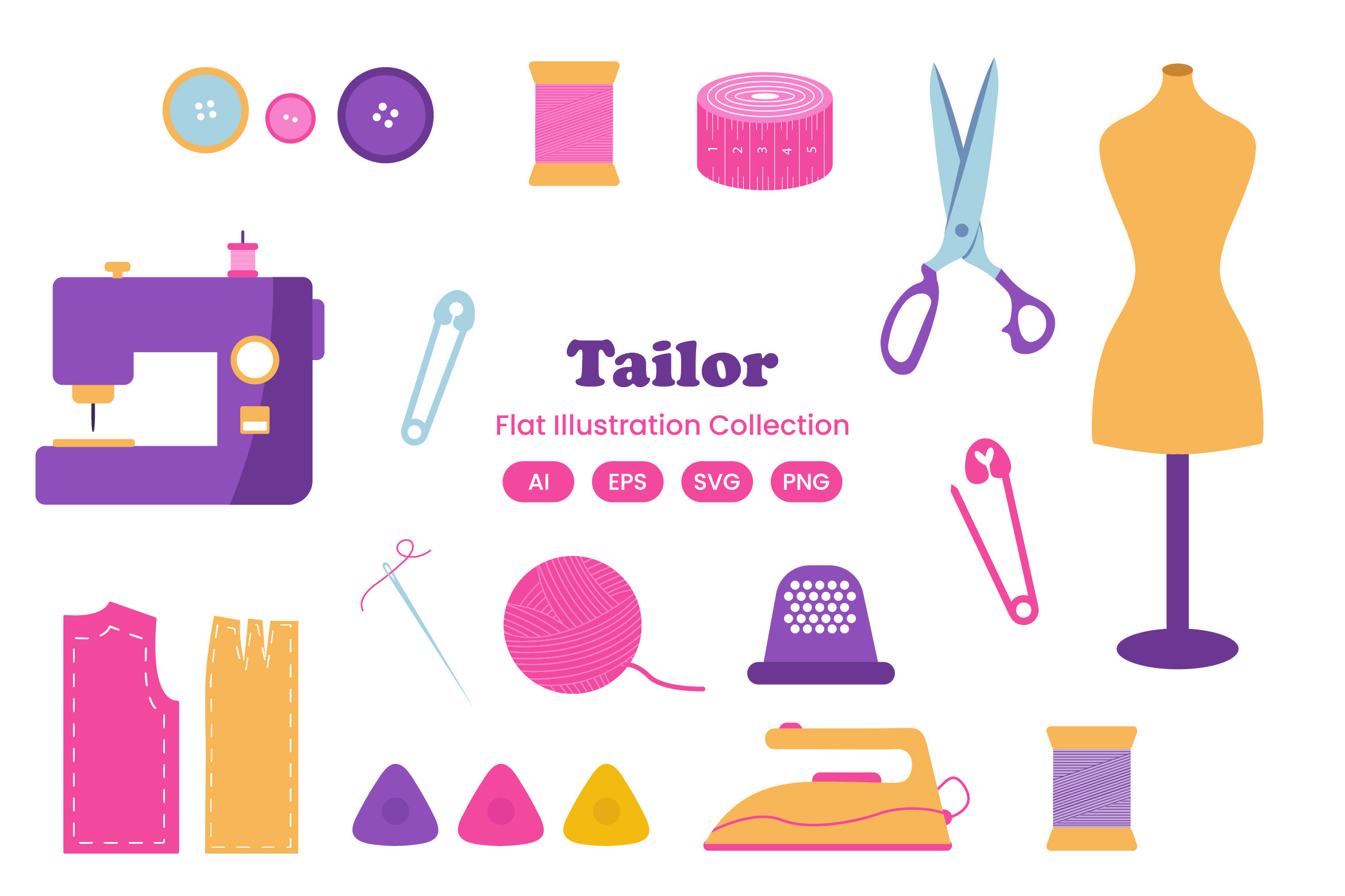 Tailor Illustration Pack, an Object Illustration by Rahardi Creative