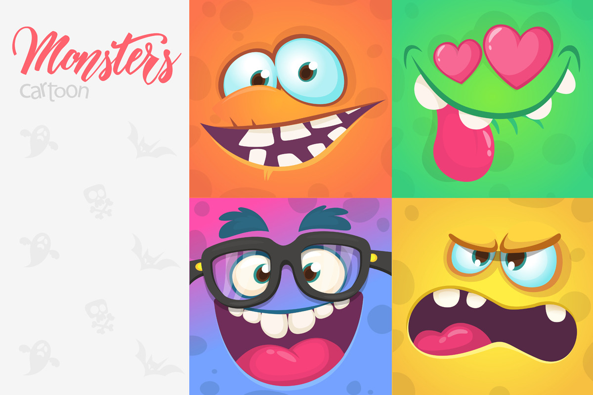 Cartoon monsters expressions set, an Illustration by D R A W K M A N