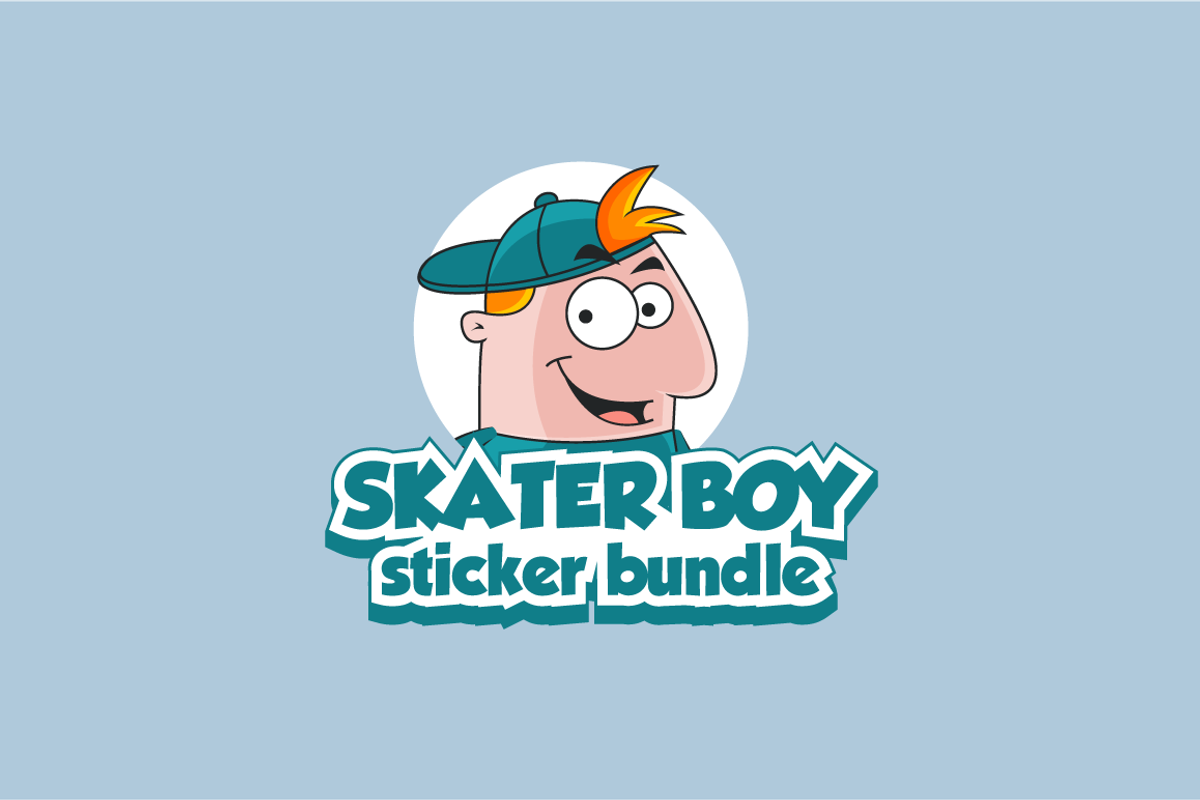 Skater Boy stickers bundle, an Illustration by pecellele pencil