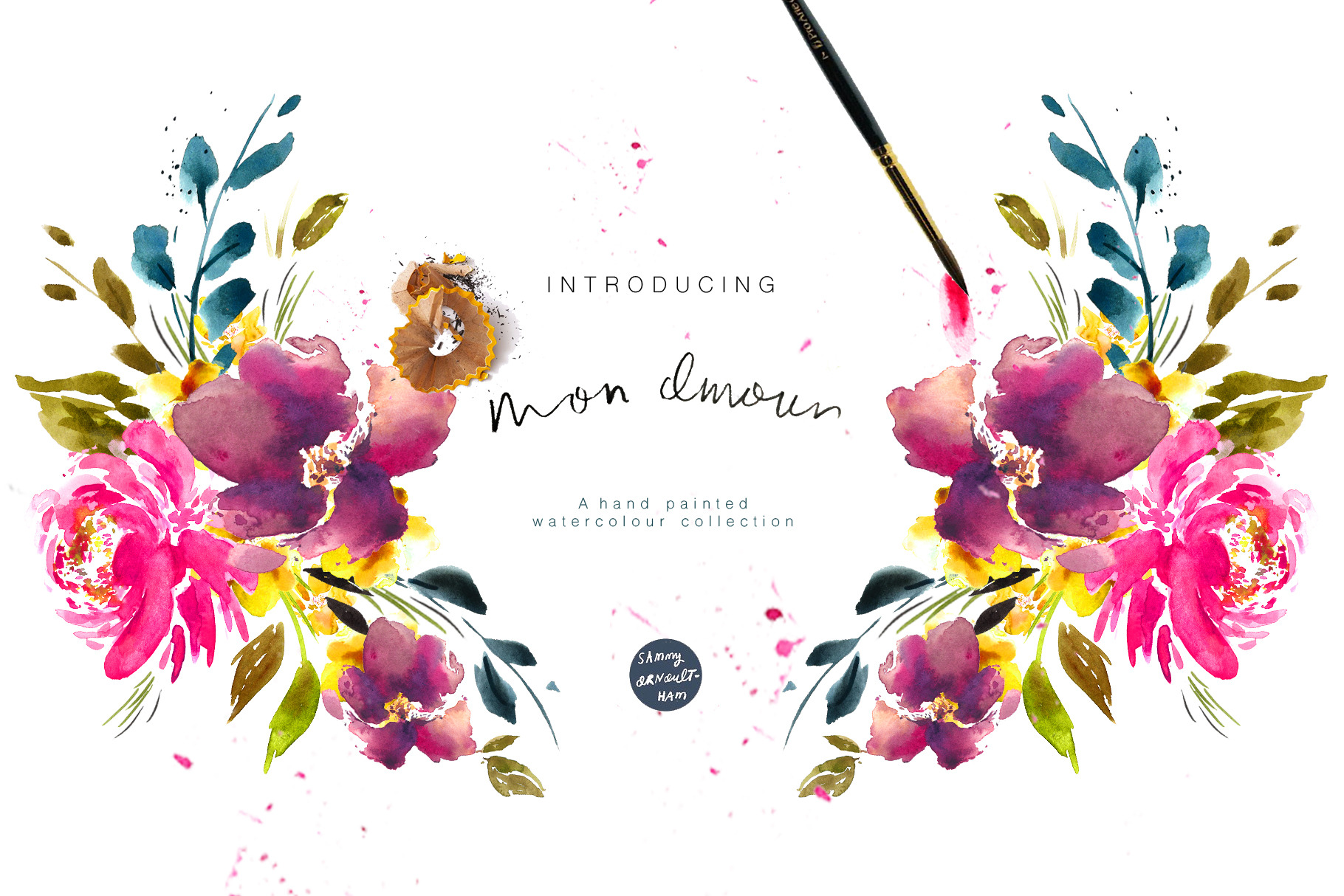 Mon Amour Watercolour Design Set, a Decorative Illustration by Sammy's ...