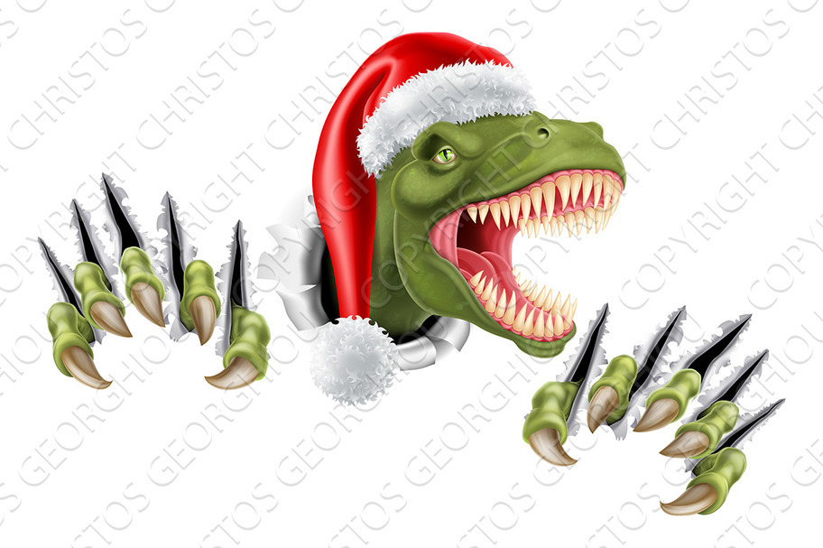 Santa Christmas Hat T Rex Dinosaur, an Animal Illustration by Christos ...
