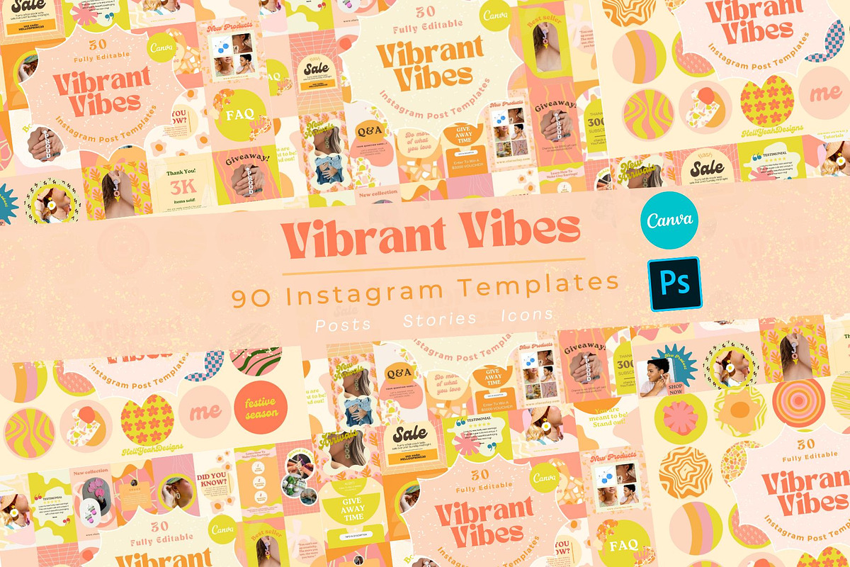 Vibrant Instagram Template Bundle, a Social Media Template by Hell Yeah ...
