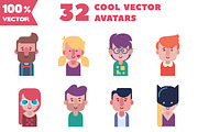 Vector set of 32 cool flat avatars, an Object Graphic by Vector_Art