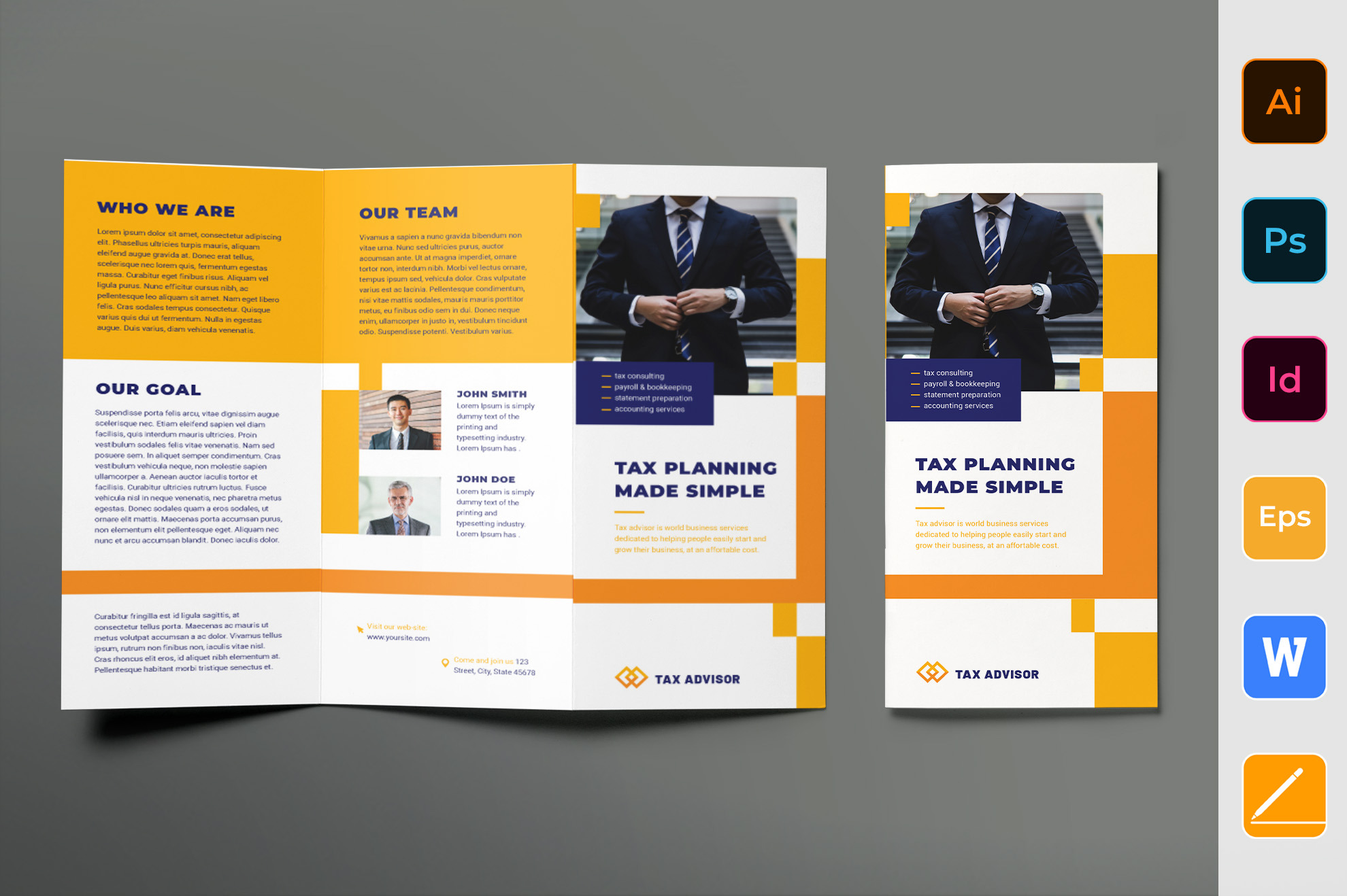 Tax Advisor Brochure Trifold, a Brochure Template by TemplatesNow!