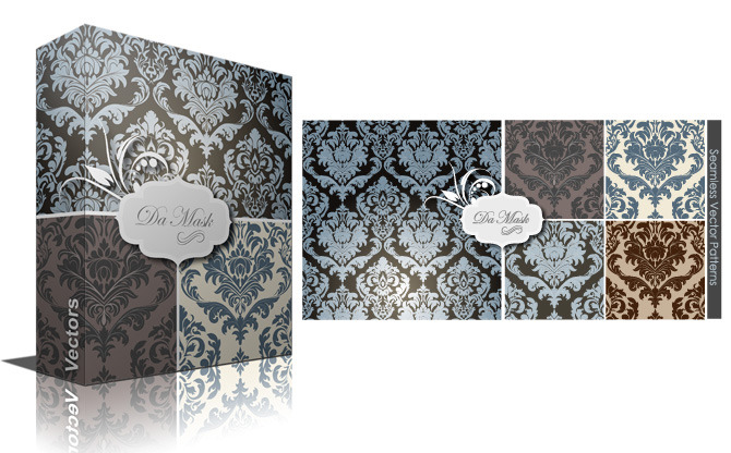 Damask Patterns, a Decorative Illustration by TrueMitra Designs