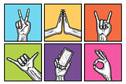 Six Trendy Gestures Hands | Illustrations ~ Creative Market