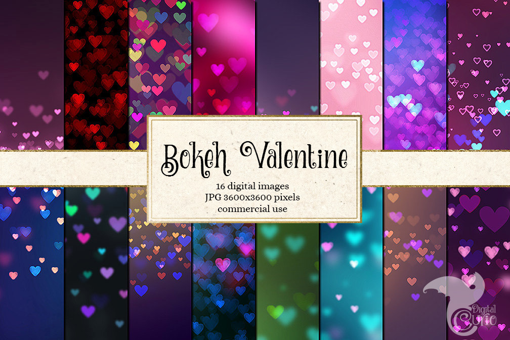 Bokeh Valentine Digital Paper, a Texture Graphic by Digital Curio