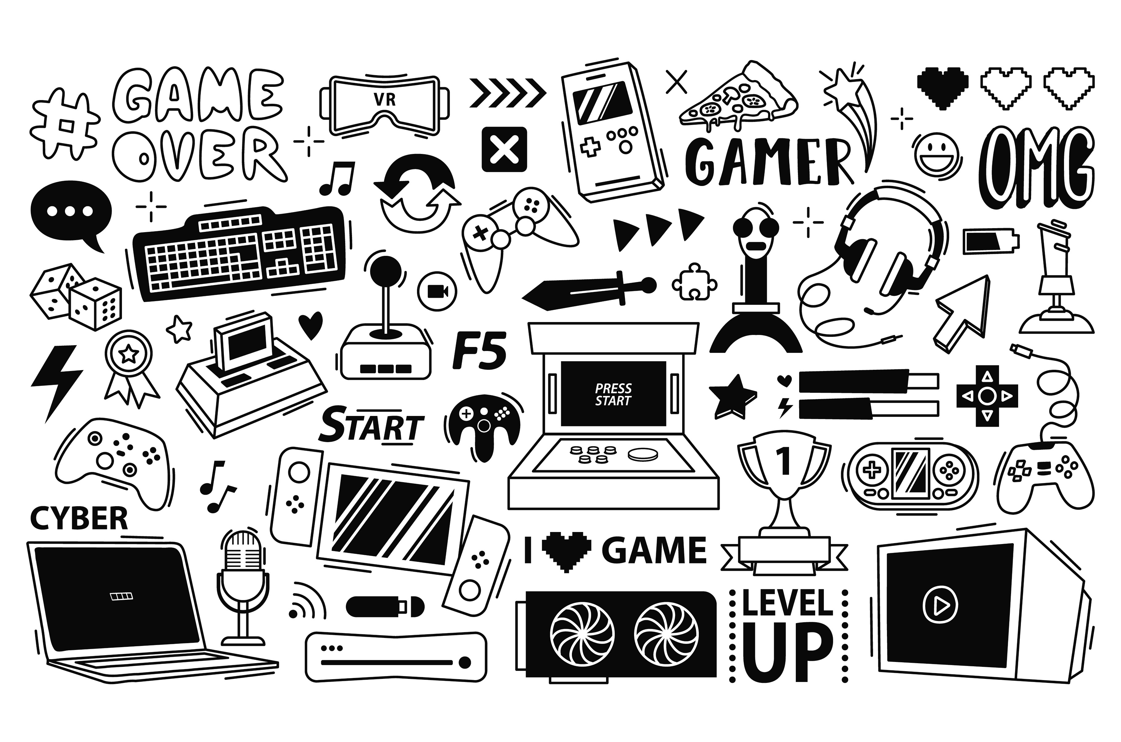 Gaming streaming doodle. Game, a Technology Illustration by winwin.art