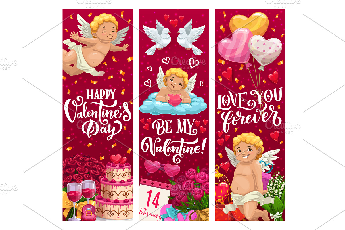 Valentines day banners, a Seasonal Illustration by Vector Tradition