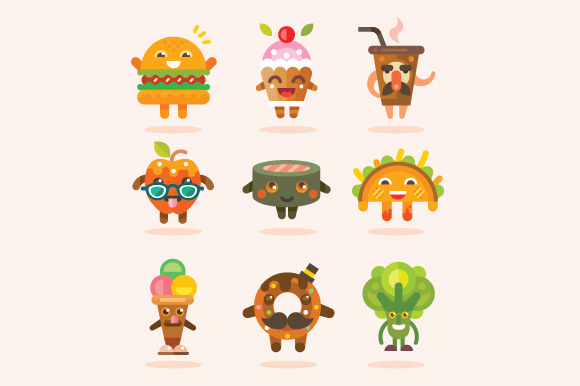 Nice and Funny Animated Food Set., a Food Illustration by TastyVector