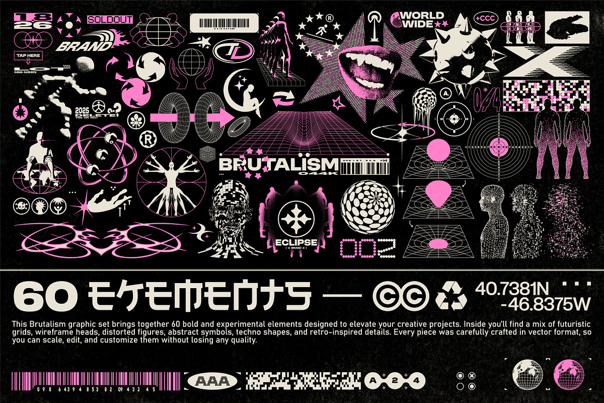 BRUTALISM ICON SET 60 ELEMENT
