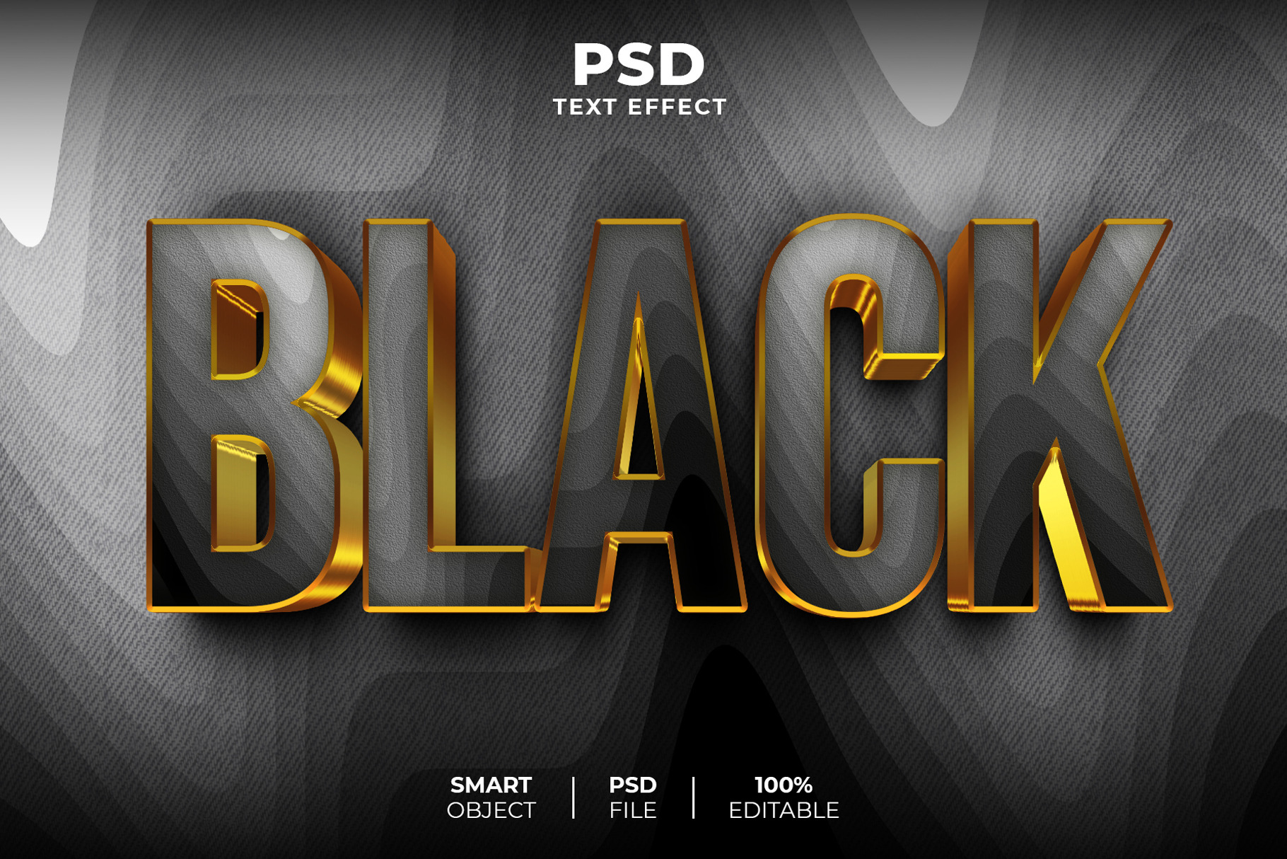 Black 3D editable text effect, a Layer Style Add-On by Hello Muh