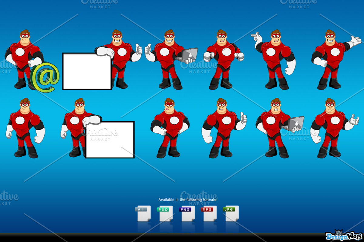 Superhero In Red Character - Set 2, an Illustration by DesignWolf