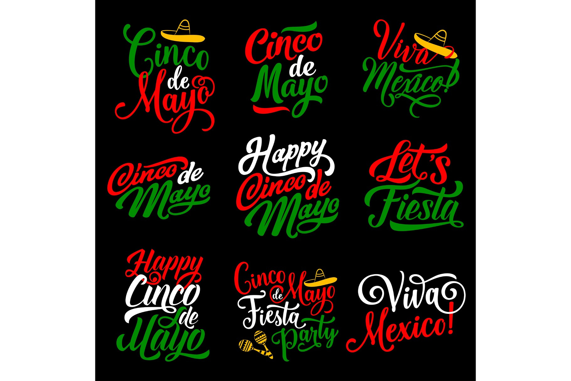 Cinco de Mayo holiday calligraphy lettering design, an Illustration by ...