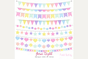 Pastel Rainbow Bunting Banners, an Illustration by Avenie Digital