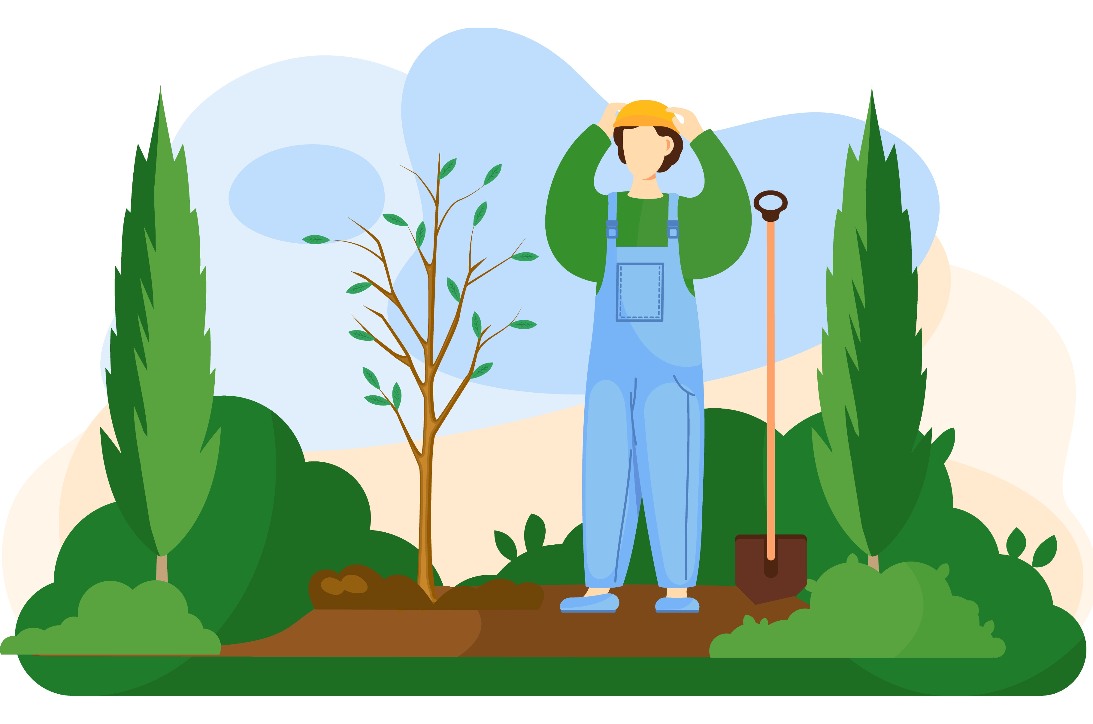 Man with shovel digging hole, an Object Illustration by TopVector