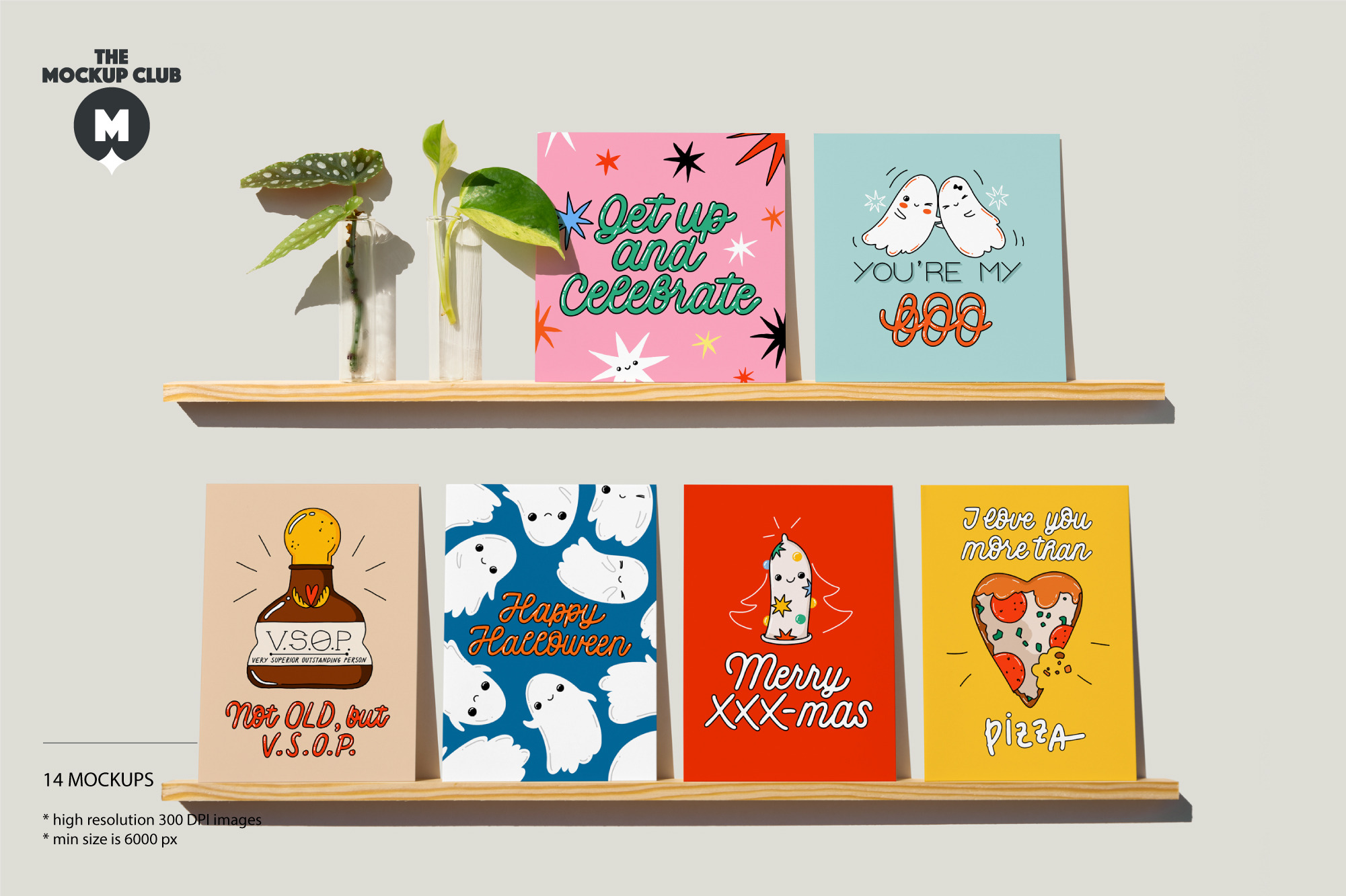 GREETING CARDS ON SHELVES MOCKUPS