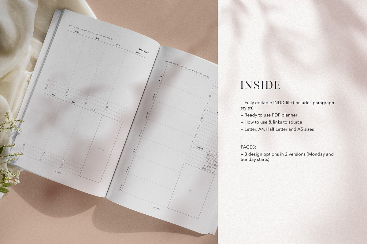 Printable Undated Weekly Planner, a Stationery Template by PickMimi