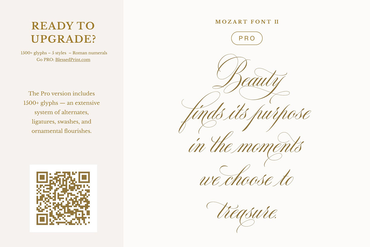 The Mozart Script, a Script Font by Blessed Print