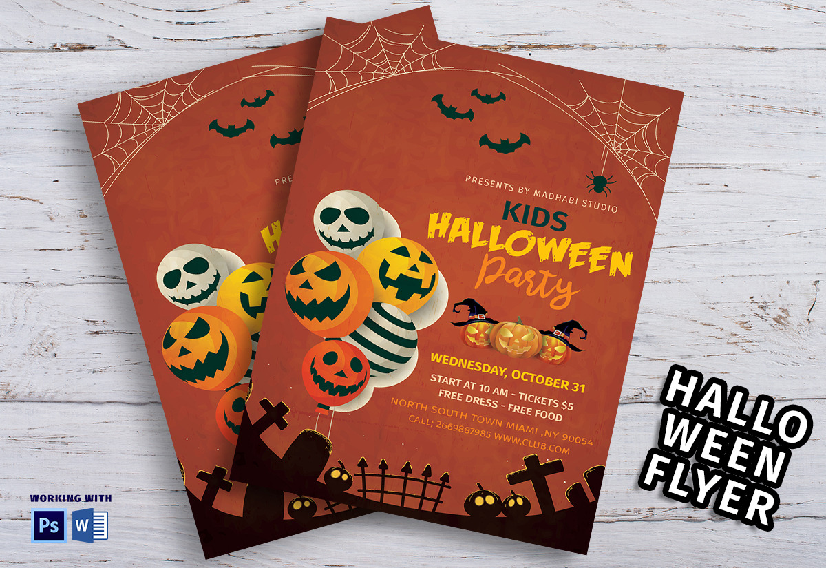 Kids Halloween Party Flyer, a Flyer Template by Madhabi Studio