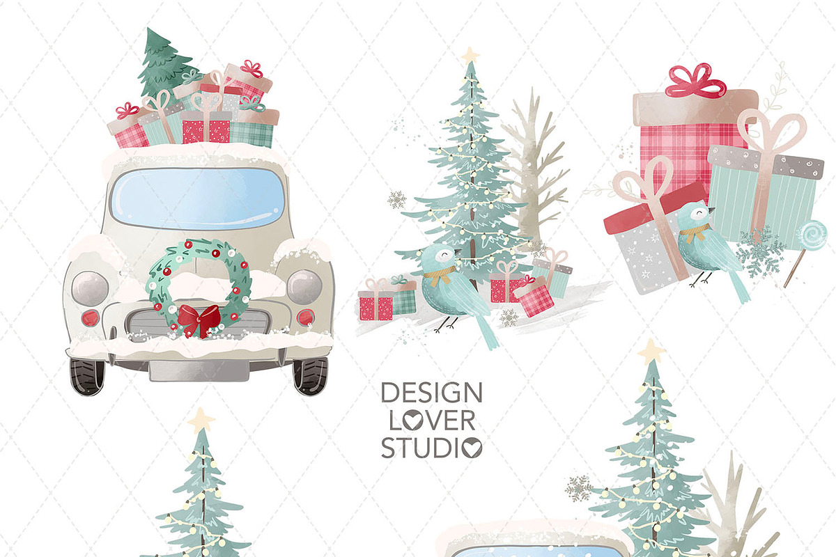 Christmas Car design, an Illustration by designloverstudio | Creative ...