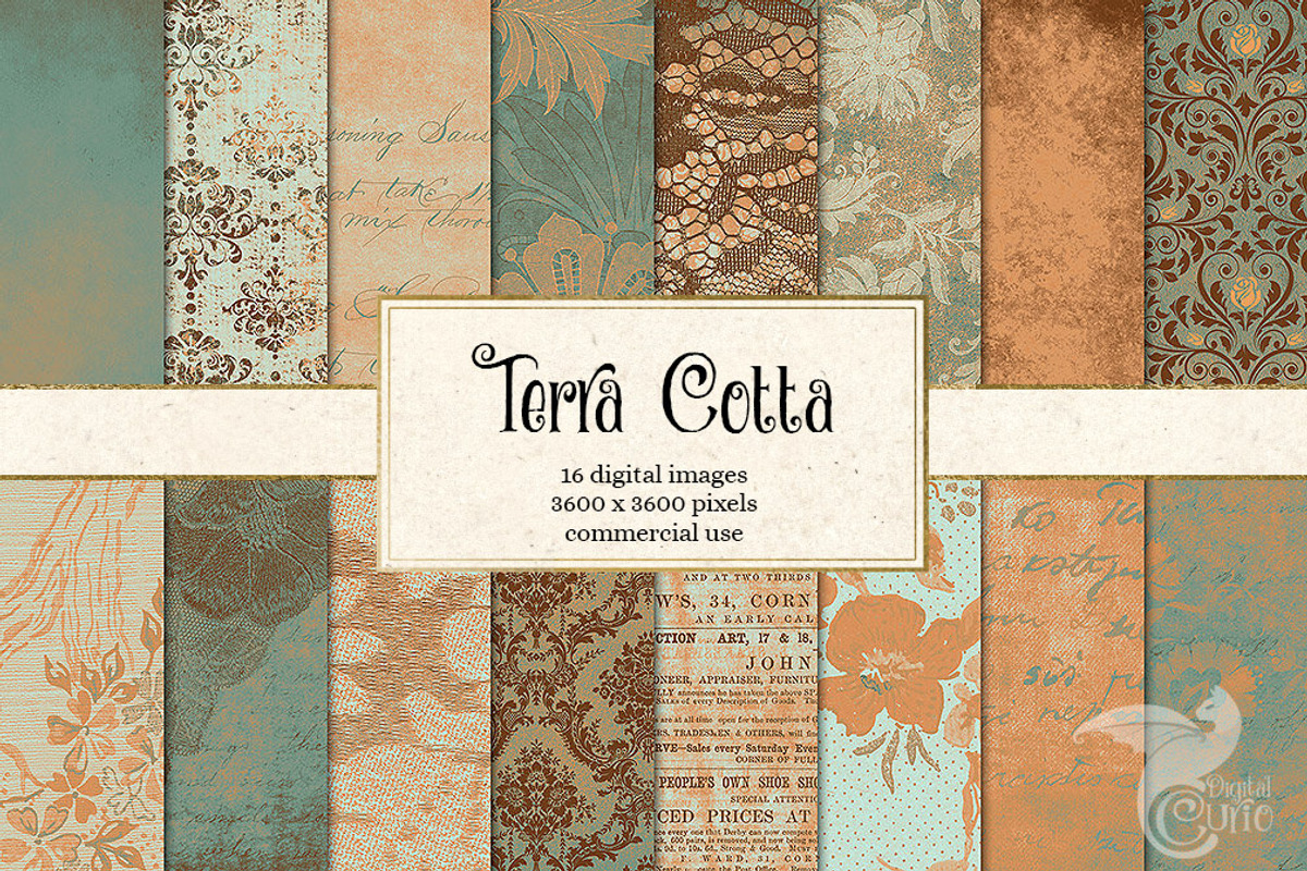 Terra Cotta Digital Paper, a Texture Graphic by Digital Curio