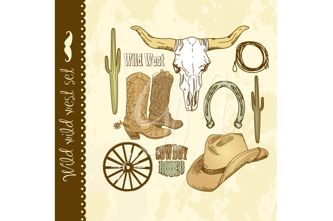 Cowboy clip art Wild West boys, an Illustration by GraphicMarket