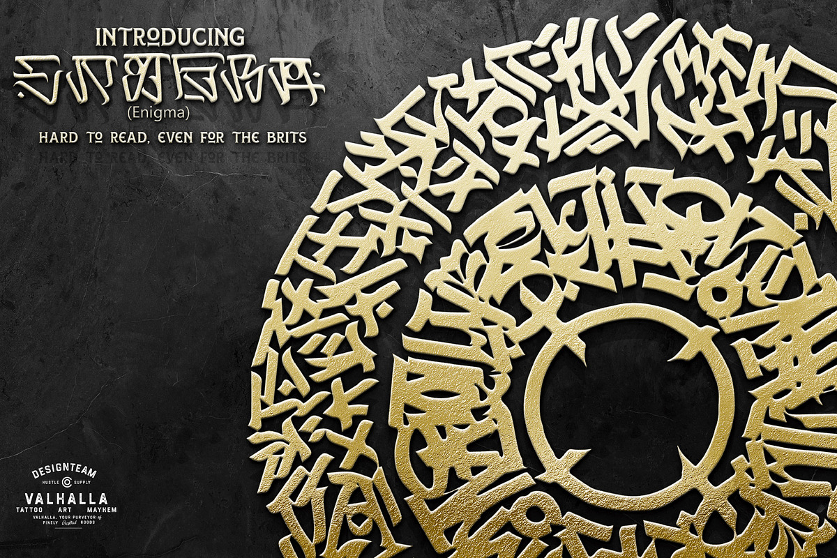 Enigma duo font / calligram letters, a Symbol Font by Studio.Valhalla