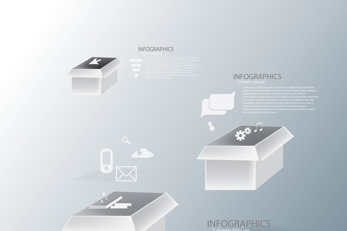 boxes infographic, a Presentation Template by Artmeesri | Creative Market