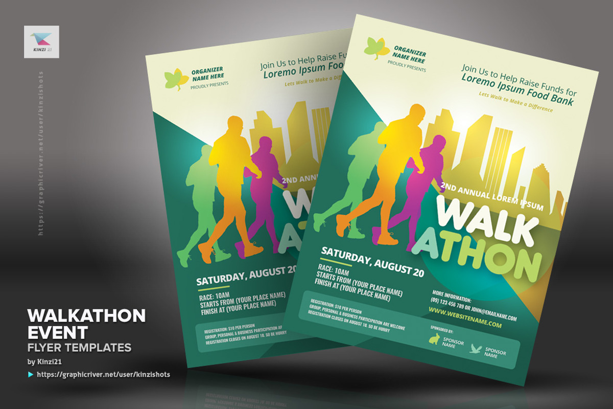 Walkathon Event Flyer Templates, a Flyer Template by kinzi21