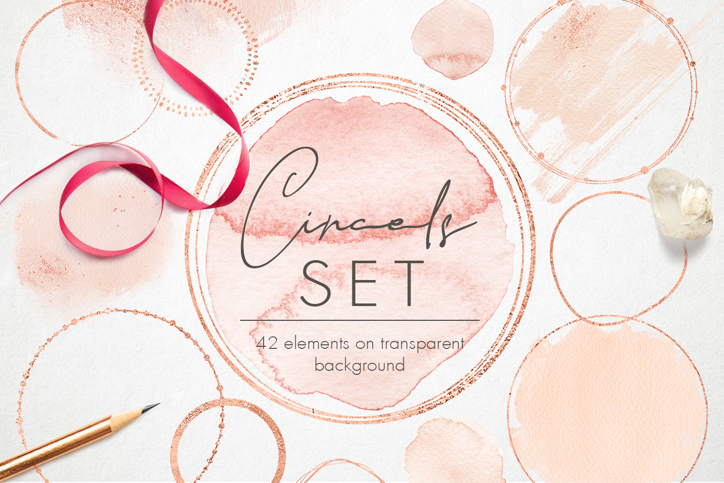 Rose gold & watercolor logo circles, an Object Graphic by PixelJungle