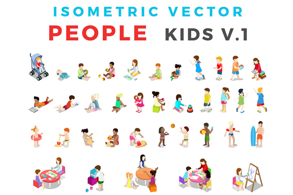 ISOMETRIC VECTOR People Kids v1, a Person Illustration by Sentavio ...