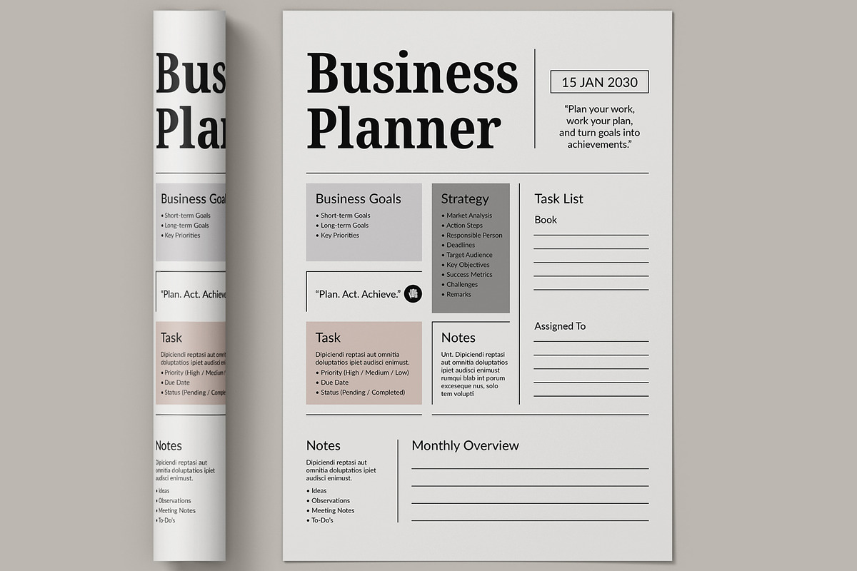 Business Planner Template Layout