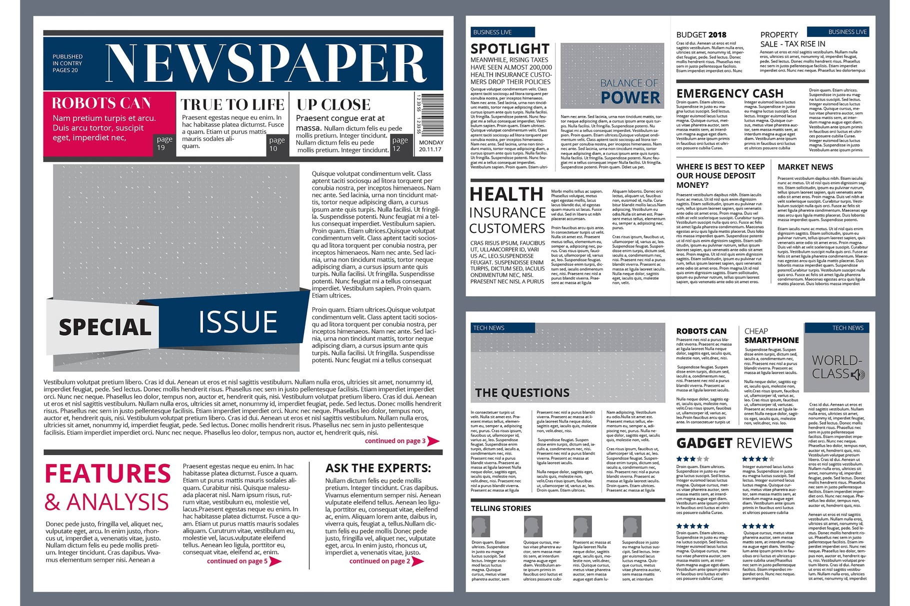 Vector design template of newspaper | Background Graphics ~ Creative Market