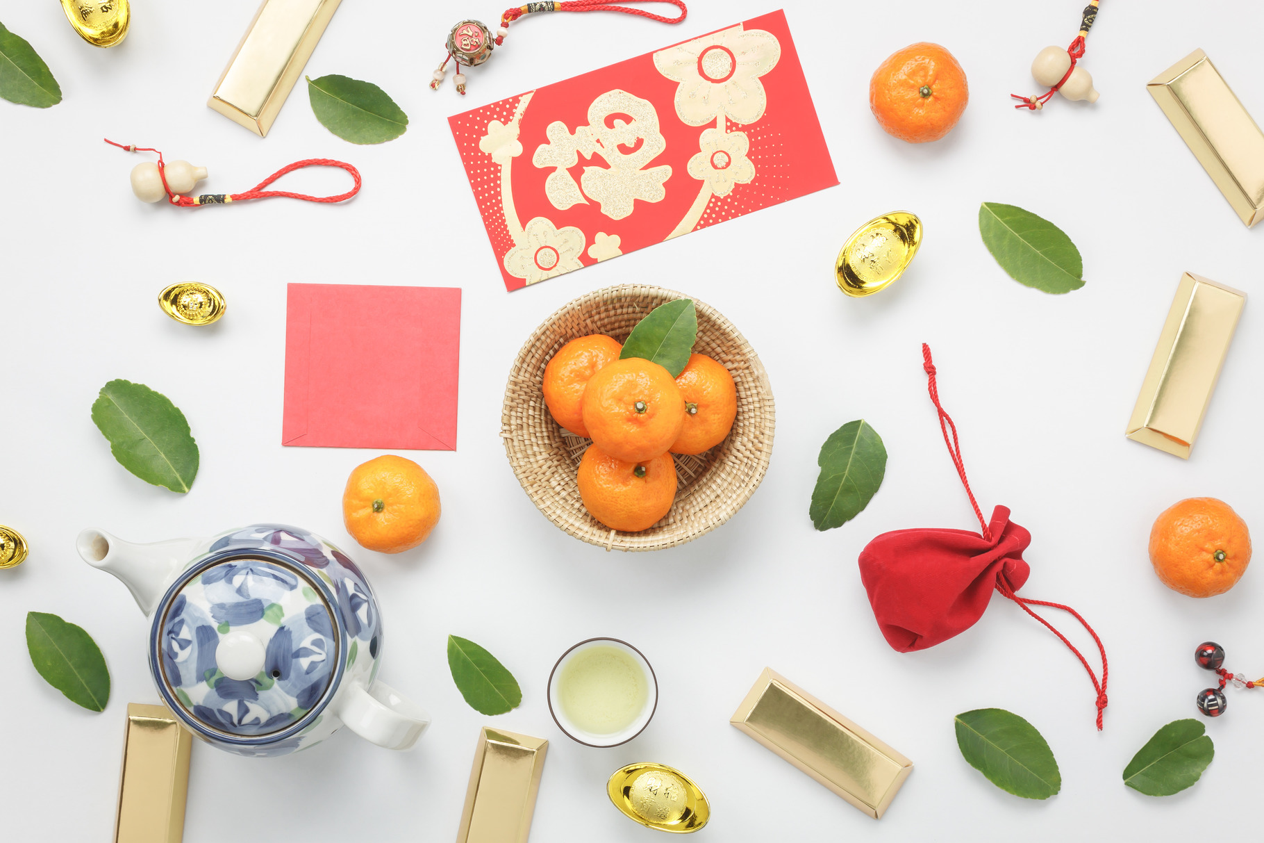 Flat lay chinese new year stock photo containing isolation and gold, a ...